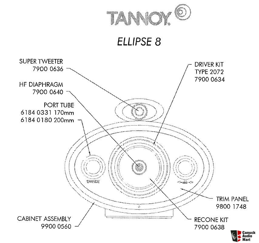 Single Tannoy 8" Dual Concentric Driver from Ellipse 8 -Driver Kit Type ...