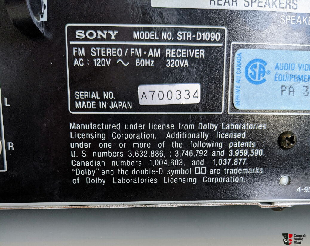 Sony 5.1 Surround Sound Home Theatre Receiver -JAPAN- STR-D1090 Photo ...
