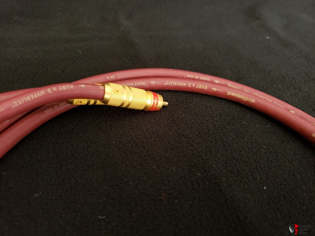 AudioQuest Ruby x 3 Hyperlitz Audio Cable RCA Stereo Interconnects 1.0 ...