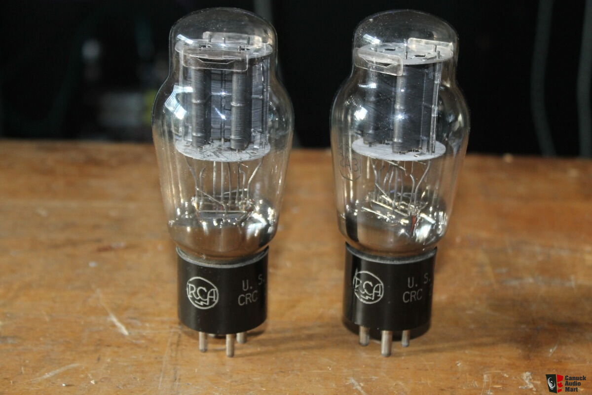 Pair RCA 2A3 black plate matched tubes matched plate best USA triode ...