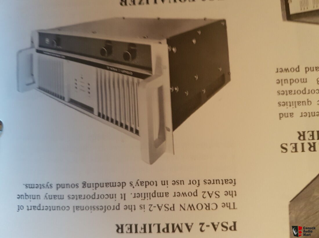 crown psa-2 power amp mint! distinction line! For Sale - Canuck Audio Mart