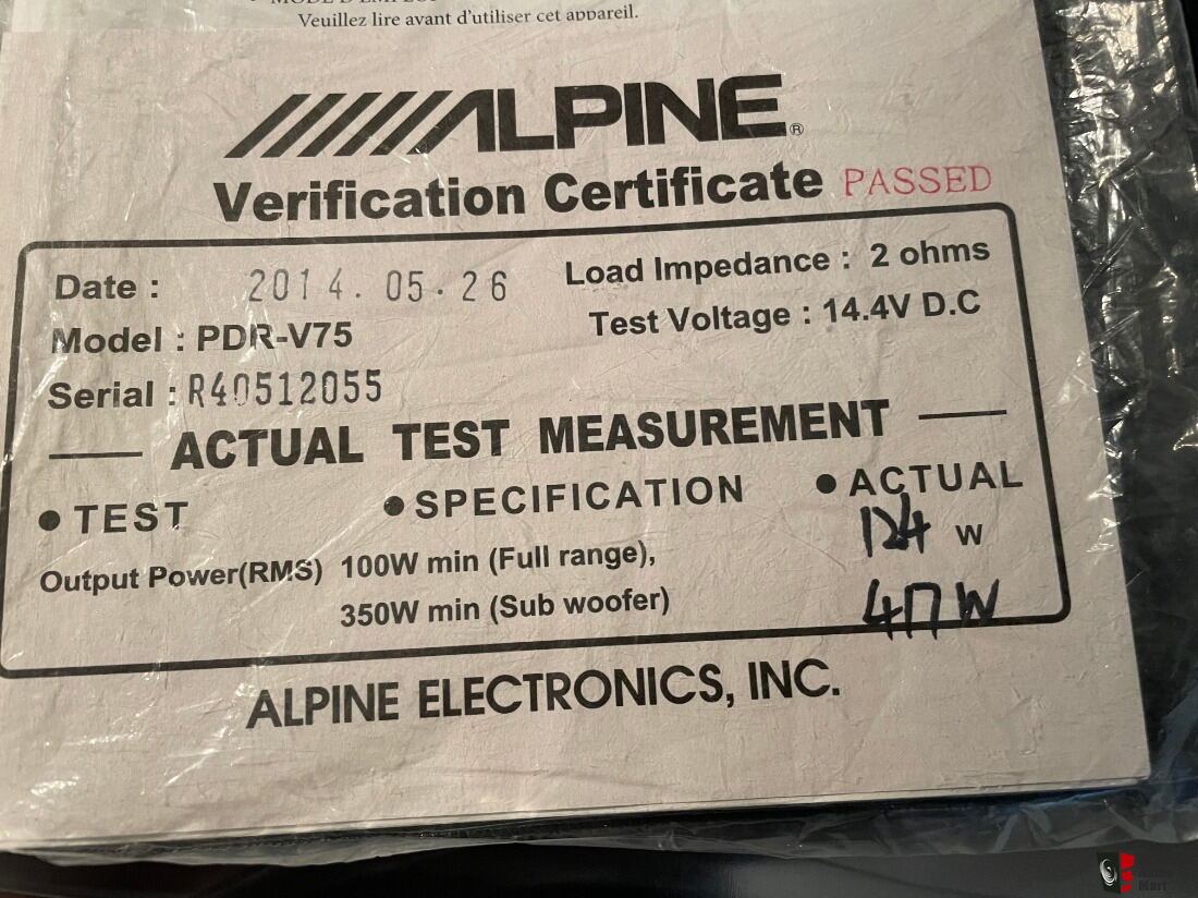 Alpine Reference 5-CHannel Car Amplifier - PDR-V75 - In Mint - Like New ...
