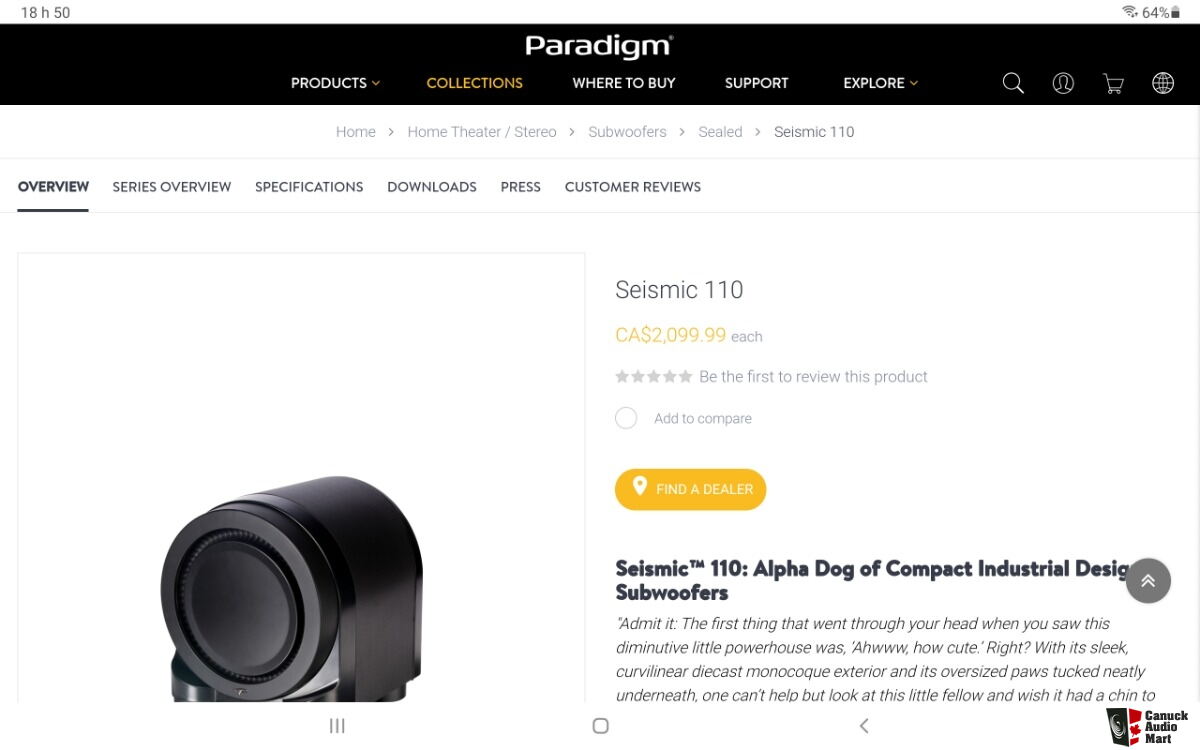 Paradigm Seismic 110 Photo #3599839 - Canuck Audio Mart