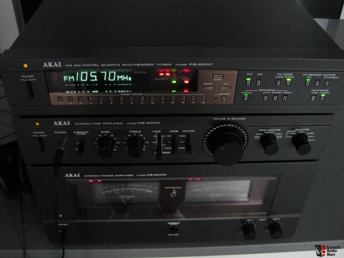 AKAI rare legendary PS-200M Power Amplifier, PS-200C Preamplifier & PS ...