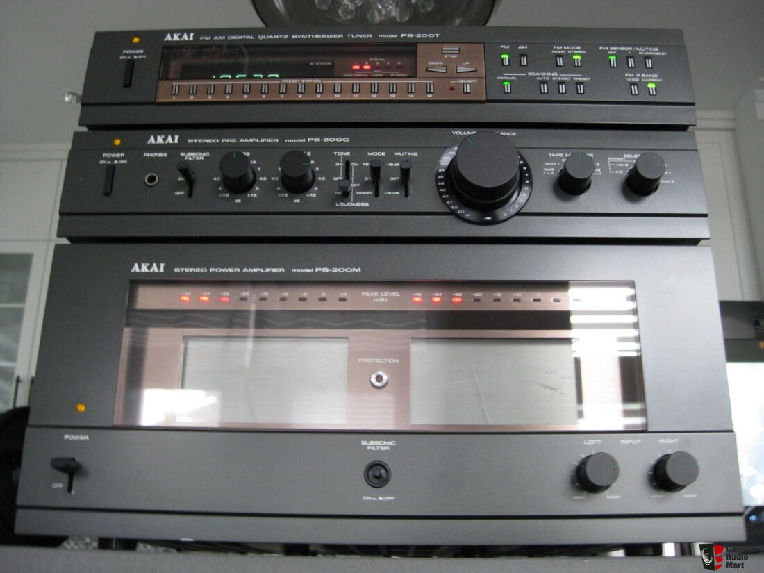 AKAI rare legendary PS-200M Power Amplifier, PS-200C Preamplifier & PS ...