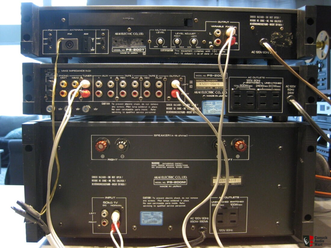 AKAI rare legendary PS-200M Power Amplifier, PS-200C Preamplifier & PS ...
