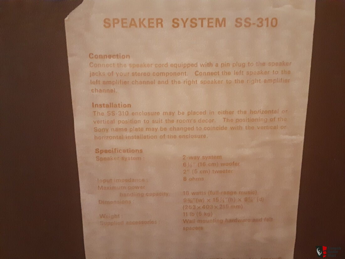 Pair of vintage SONY SS310 bookshelf speakers-Rare!! Photo #3702471 ...