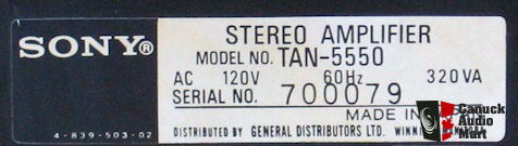 SONY TAN-5550 VFET POWER AMP V FET Photo #378393 - US Audio Mart