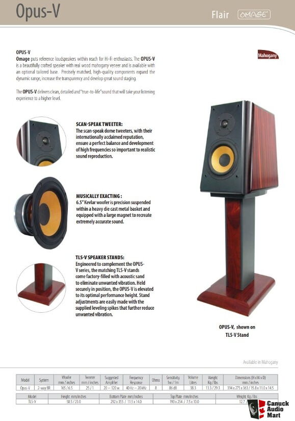 OPUS V speakers in very good condition Photo #3799106 - Canuck Audio Mart
