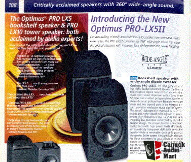 Optimus Pro LX5II Catalog 40-4078 with Linaeum ribbon tweeters Photo ...