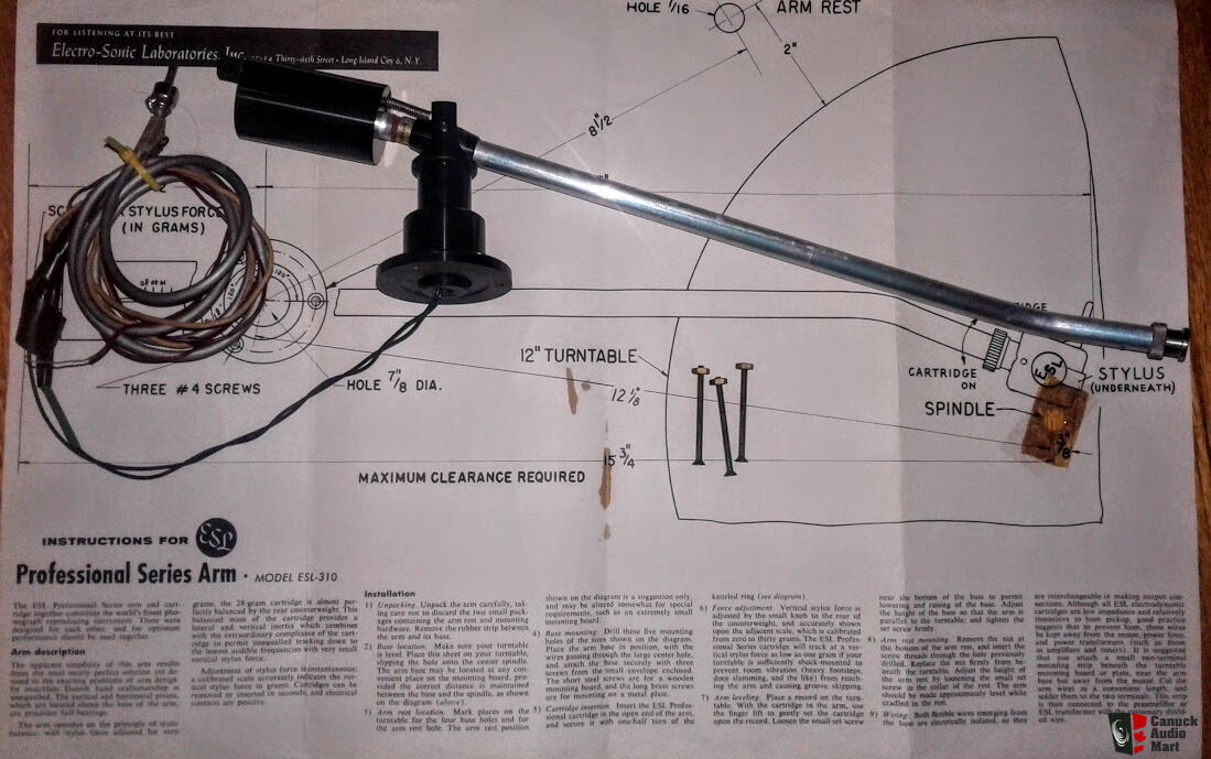 ESL -310/Ortofon RF-297 long tonearm with ESL-P60/Ortofon Type C Mono ...