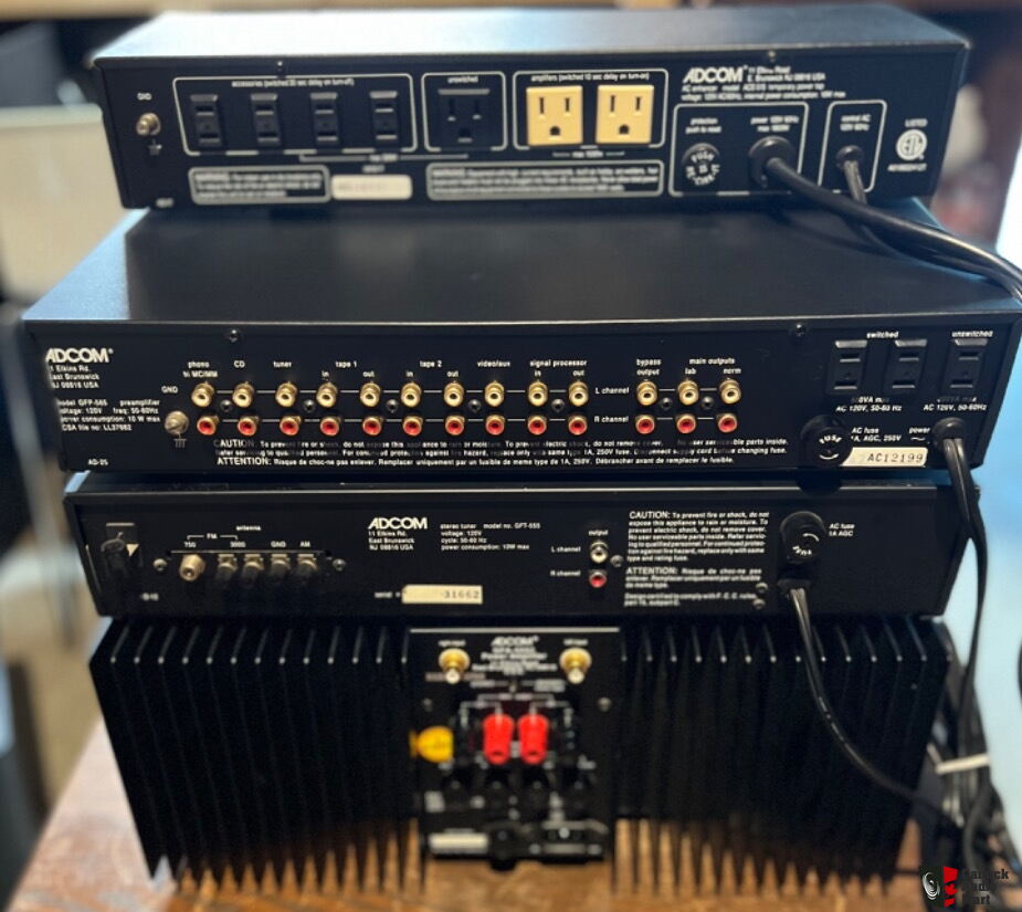 Adcom GFA-555 II Amplifier, GFT-555 Tuner, Adcom GFP-565 Preamp & Adcom ...