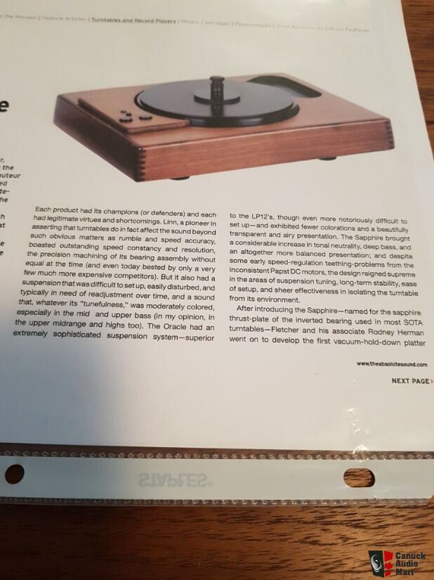 Sota sapphire turntable, Sumiko FT3 arm and Benz Micro H2 cartridge For ...