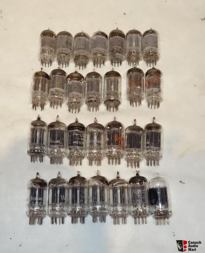 One lot of 28 12AX7 tubes mostly black plate For Sale - Canuck Audio Mart