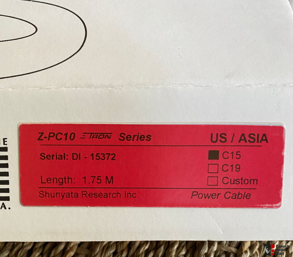 Shunyata Research Zitron Z-PC10 Digital Power Cable 1.75m C15 Photo ...