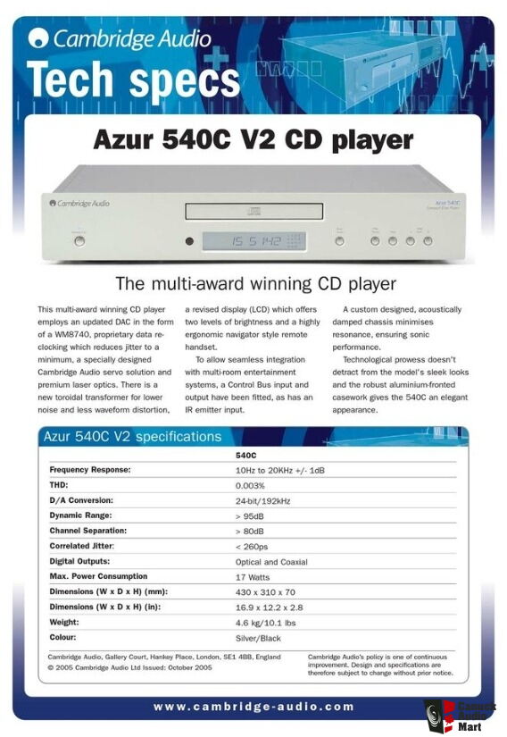 Cambridge Audio Azur 540c Photo #4054371 - Canuck Audio Mart