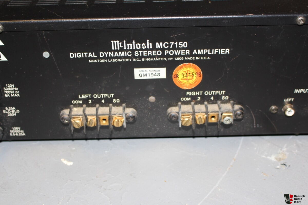 McIntosh MADE IN THE U.S.A MODEL MC 7150 POWER Amp Amplifier 150 WATTS ...