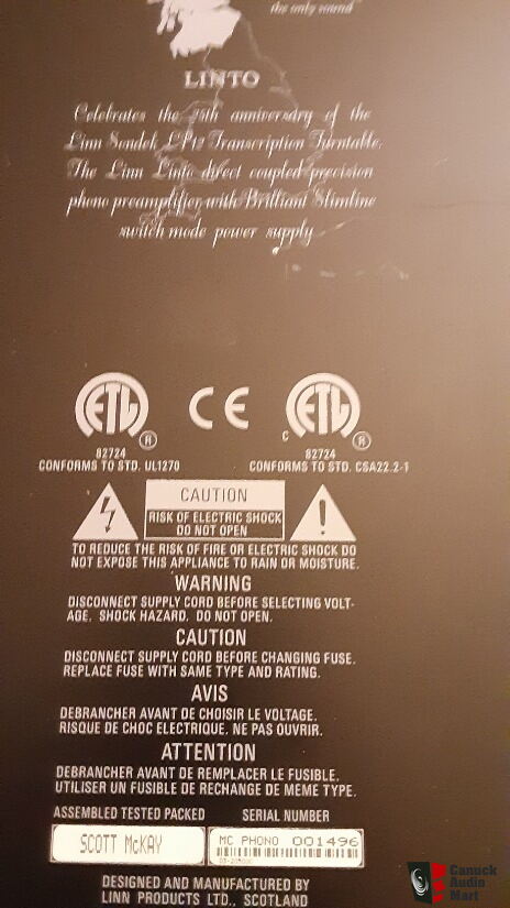 Linn Linto phono preamplifier .reduced /réduit Photo #4243017 - UK ...