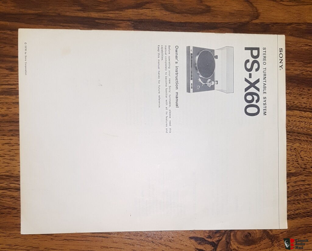 Sony PS-X60 Original Owners Manual Photo #4257948 - UK Audio Mart