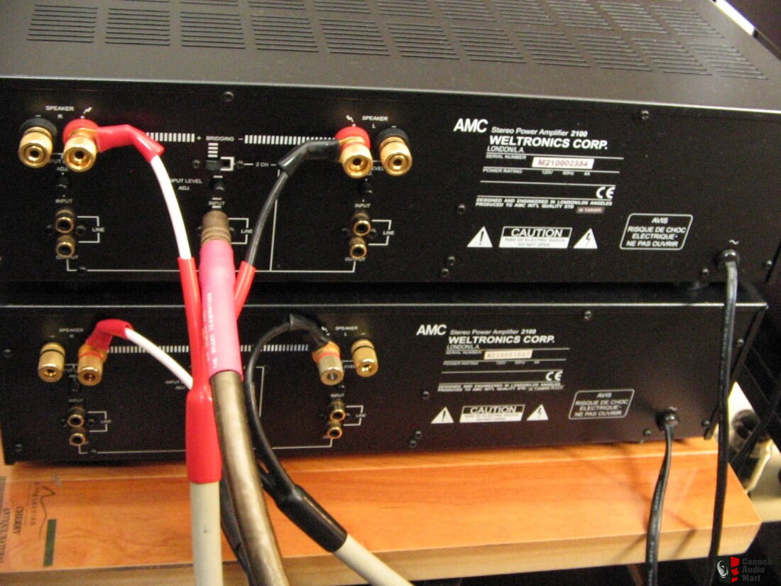 Pair of AMC2100 Mono Blocs, 250Watts into 8 ohm; Bi-amping compatible ...