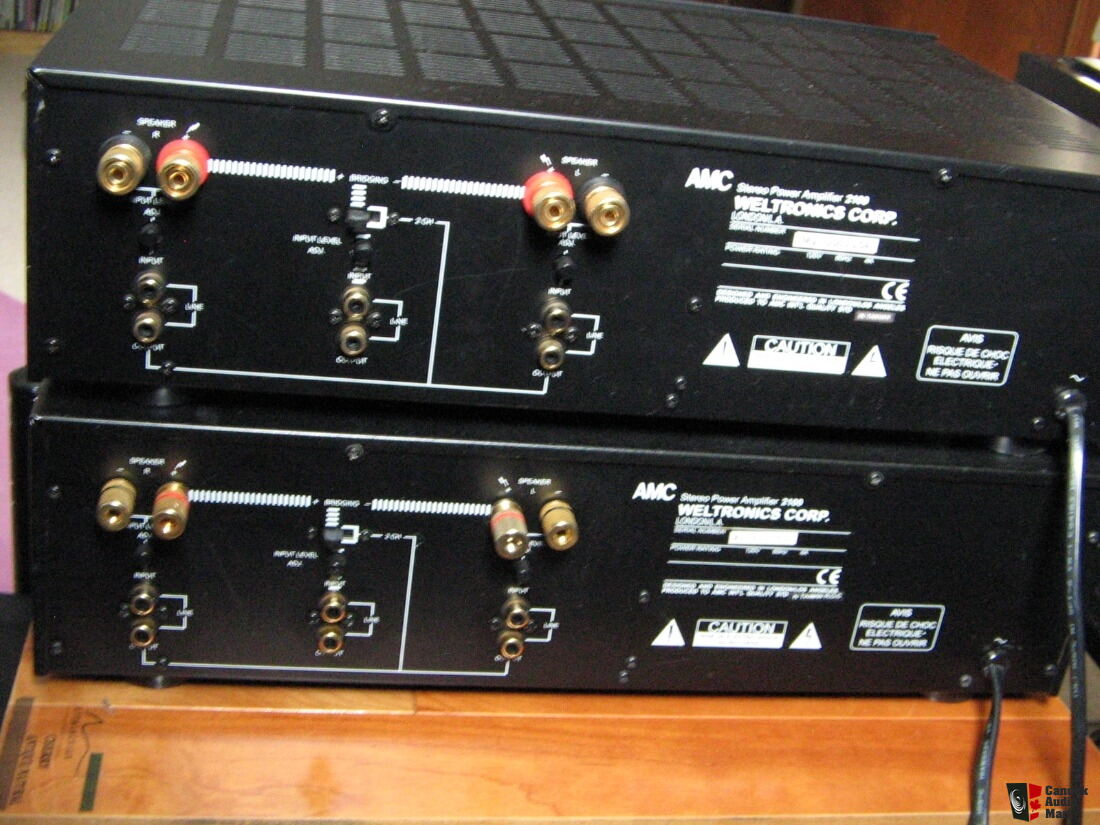 Pair of AMC2100 Mono Blocs, 250Watts into 8 ohm; Bi-amping compatible ...