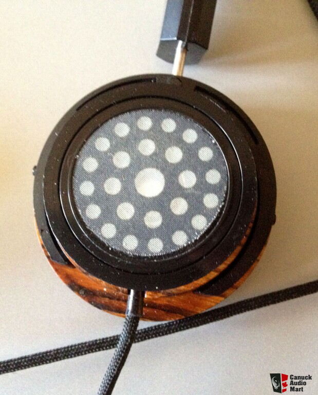 Custom Grado 225i. Zebra wood cups. Thick, brown leather headband ...