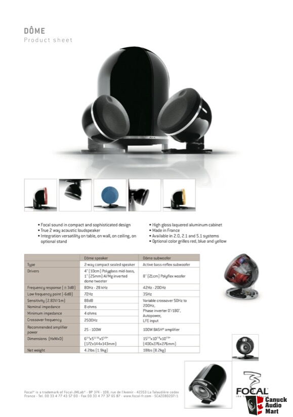 Focal dôme Active Subwoofer Photo #4354462 - Canuck Audio Mart