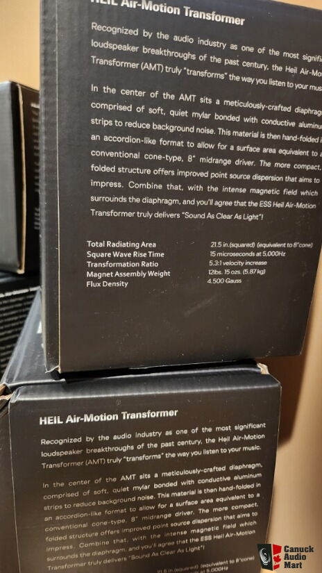 ESS Heil AMT1 tweeter - new, 1 pair remianing Photo #4397840 - US Audio ...