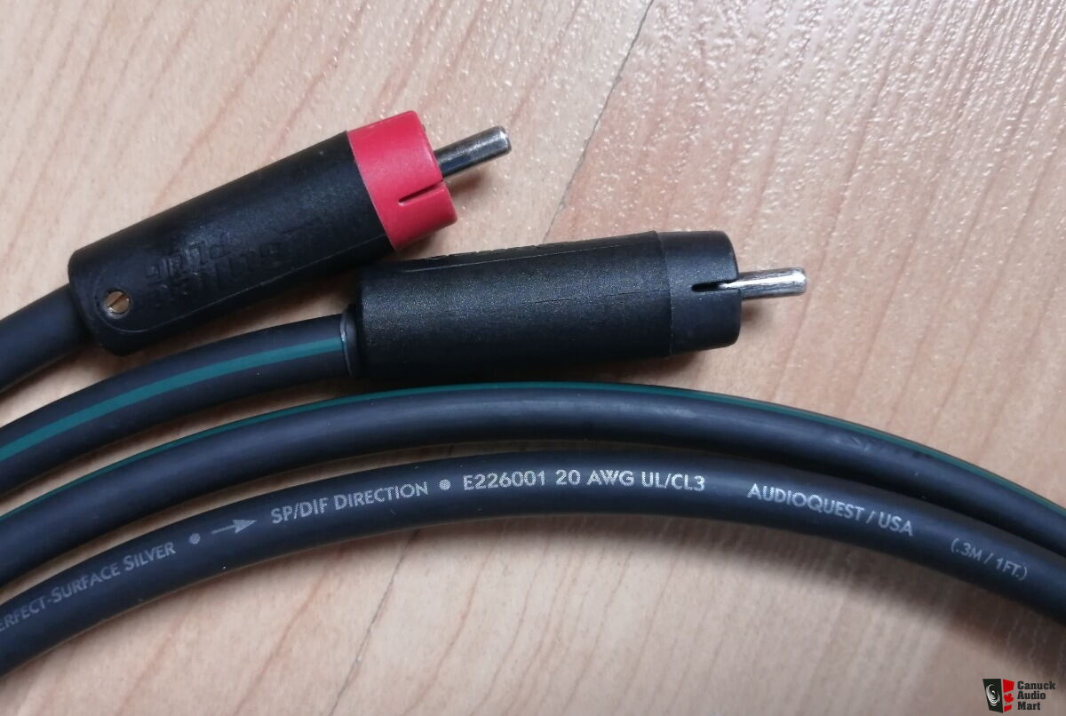 Pair of Audioquest VSD-5 pure solid silver Coaxial digital cable with ...