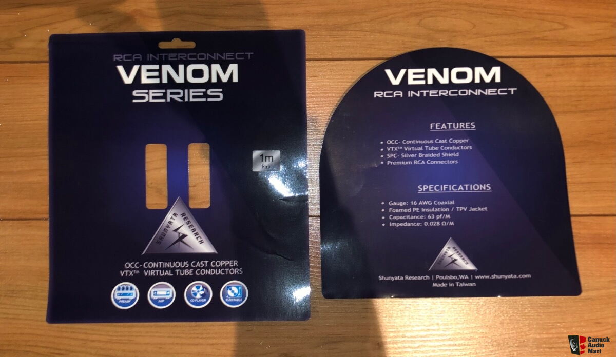 Shunyata Venom 1m RCA cables Photo #4453828 - Canuck Audio Mart