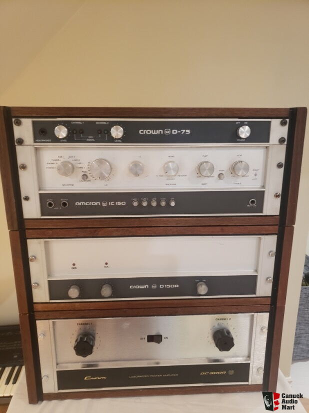 Crown Amplifiers D-75, D150, DC300A and IC150 in Crown wood cases Photo ...