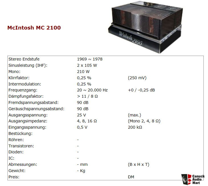McIntosh MC2100 Power amplifier For Sale - US Audio Mart