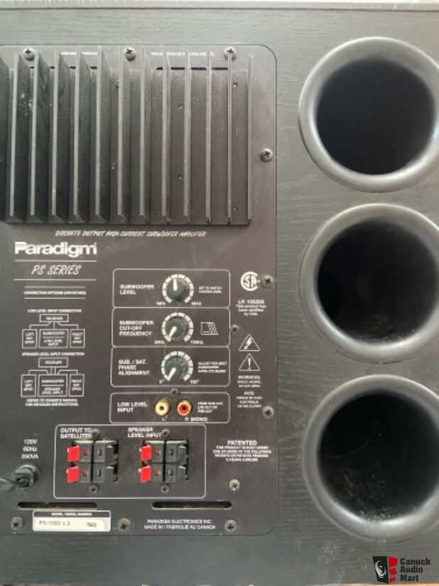 FOR SALE: Paradigm PS1000 V3 Downfiring 250W/750W 10" Subwoofer For ...