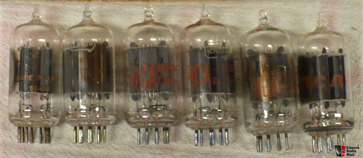 6 Vintage RCA Clear Top 12AU7 Preamplifier Tubes For Sale - Canuck ...