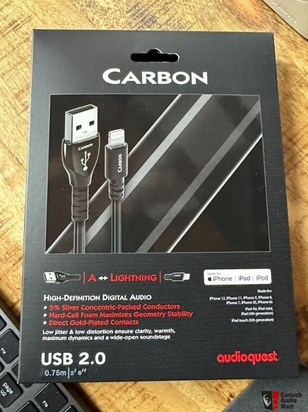 Carbon .75m audioquest USB A -> Lightning cable brand new For Sale - UK ...
