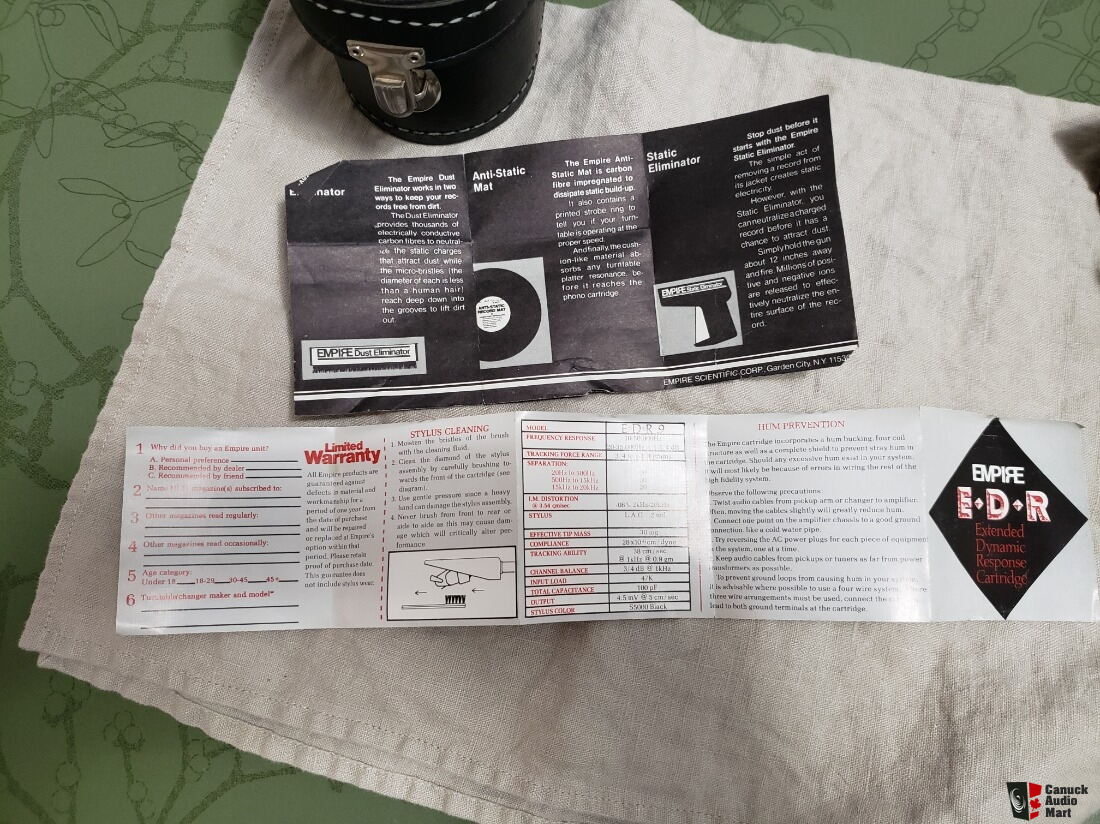 Empire EDR9 Cartridges - 2 bodies, 1 ng stylus, case, paperwork Photo ...