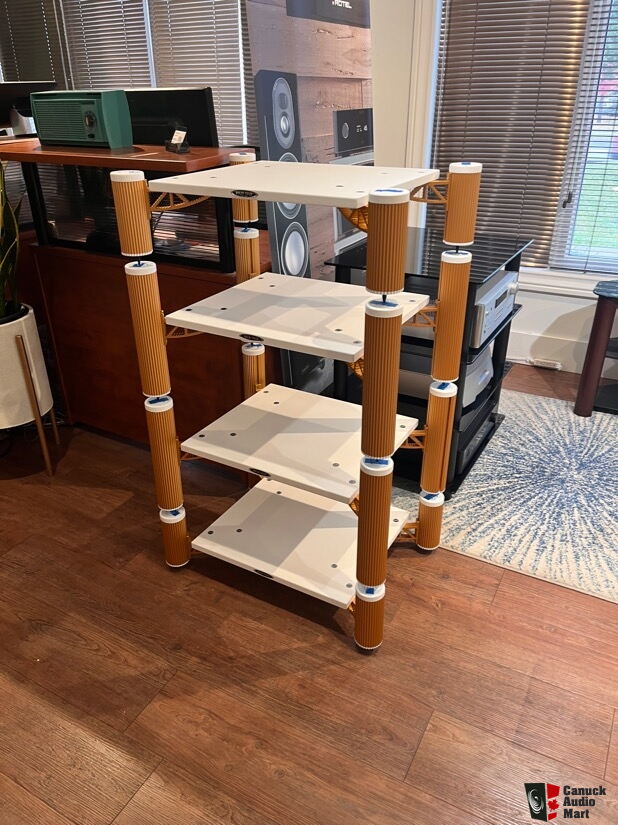 SOLID TECH Hybrid 4-Shelf Stand (Copper Post/Console + White Shelves ...