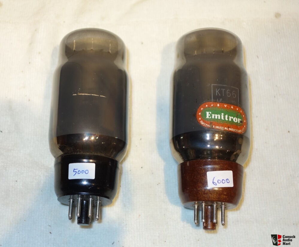 Pair of British made KT66 Grey glass For Sale - Canuck Audio Mart