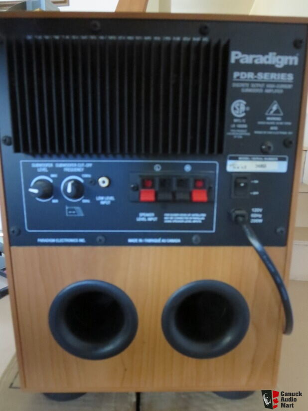 Paradigm PDR8 Subwoofer V3 with matching pair of Atom V3 speakers Photo ...