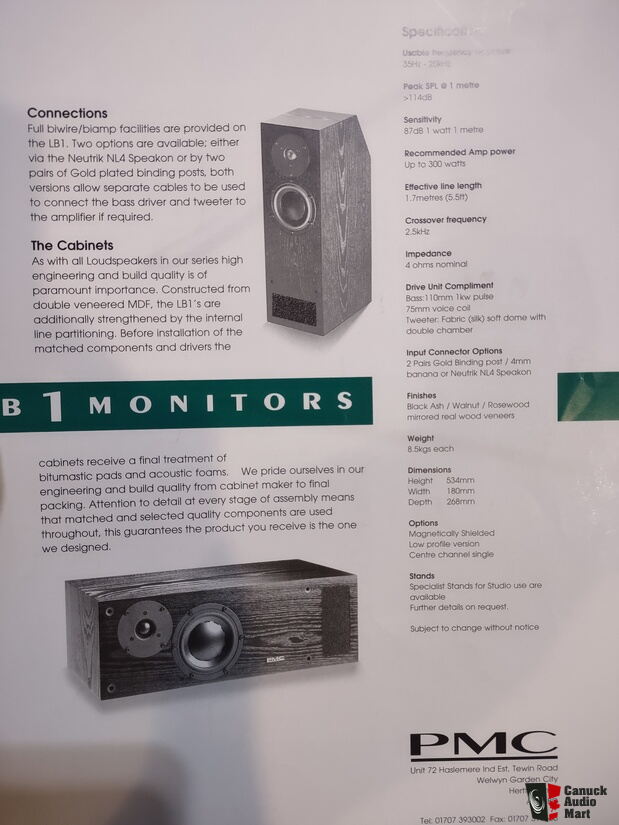 PMC LB1 Monitor Loudspeaker -Sale Pending Photo #4785938 - Canuck Audio ...