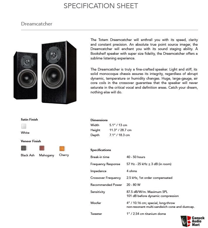 Totem Acoustics Dream Catcher speakers (matching pair) Photo #4789902 ...