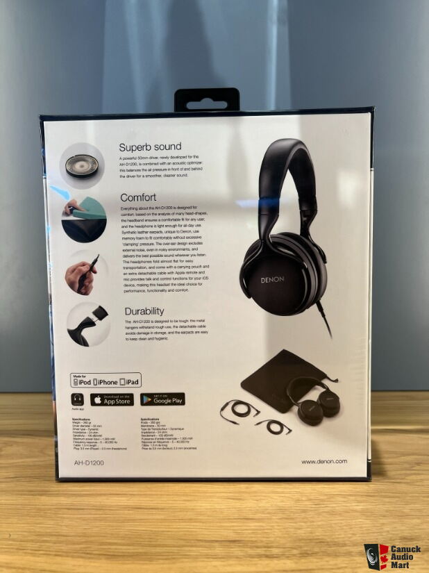 Denon AHD 1200 Wireless Over Ear Headphones - Black - Brand New In Box ...
