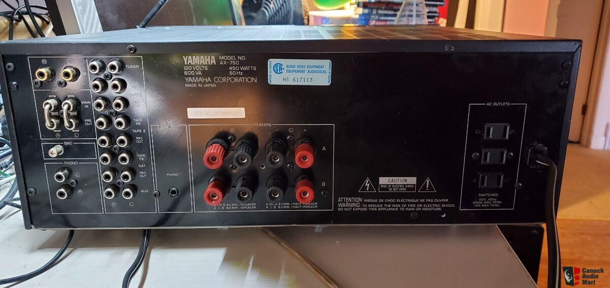 Yamaha AX-750 Stereo Integrated Amplifier Pre IN/OUT MM/MC Remote 110W ...