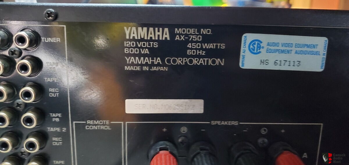 Yamaha AX-750 Stereo Integrated Amplifier Pre IN/OUT MM/MC Remote 110W ...
