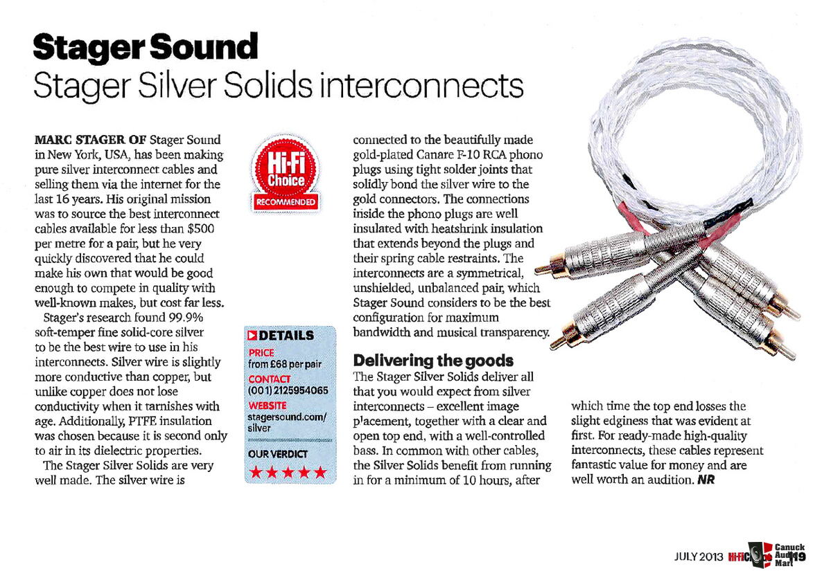 Stager Solid Silver RCA Interconnects 1 metre Photo #4869885 - Canuck ...