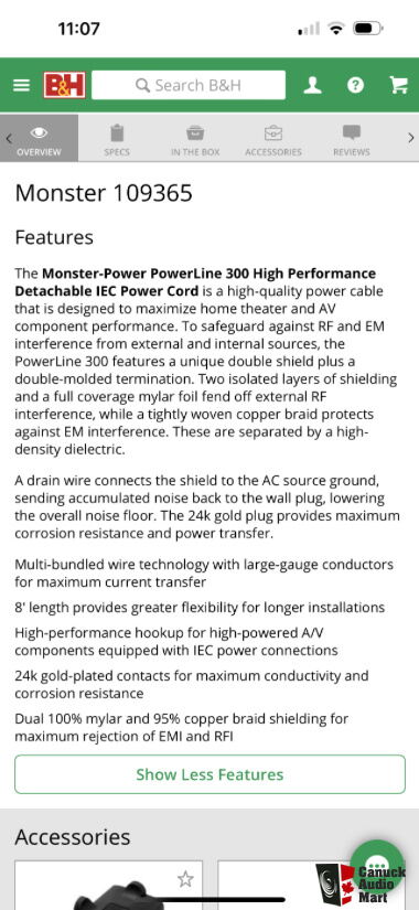 Purist AudioProteusRevB power cord, MonsterPowerLine300, MIT330RCAs ...