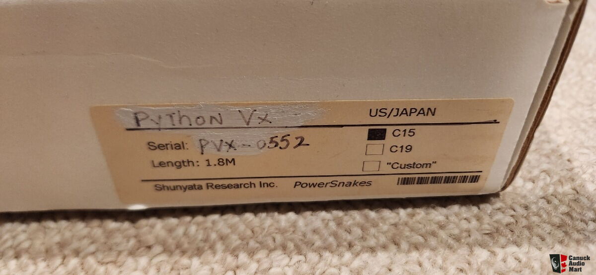 Shunyyata Research Python VX Power Cable (for Digital) 1.8M Photo ...