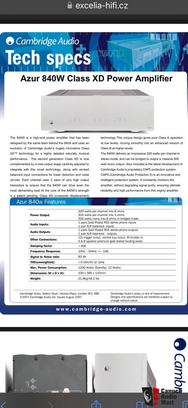 Cambridge Audio Azur 840W Amplifier