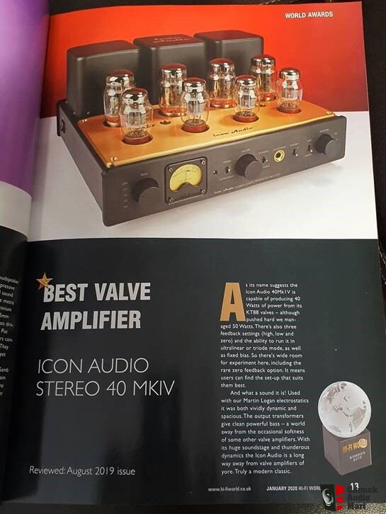 Icon Audio tube integrated Stereo 40 MKIV Signature Upgraded