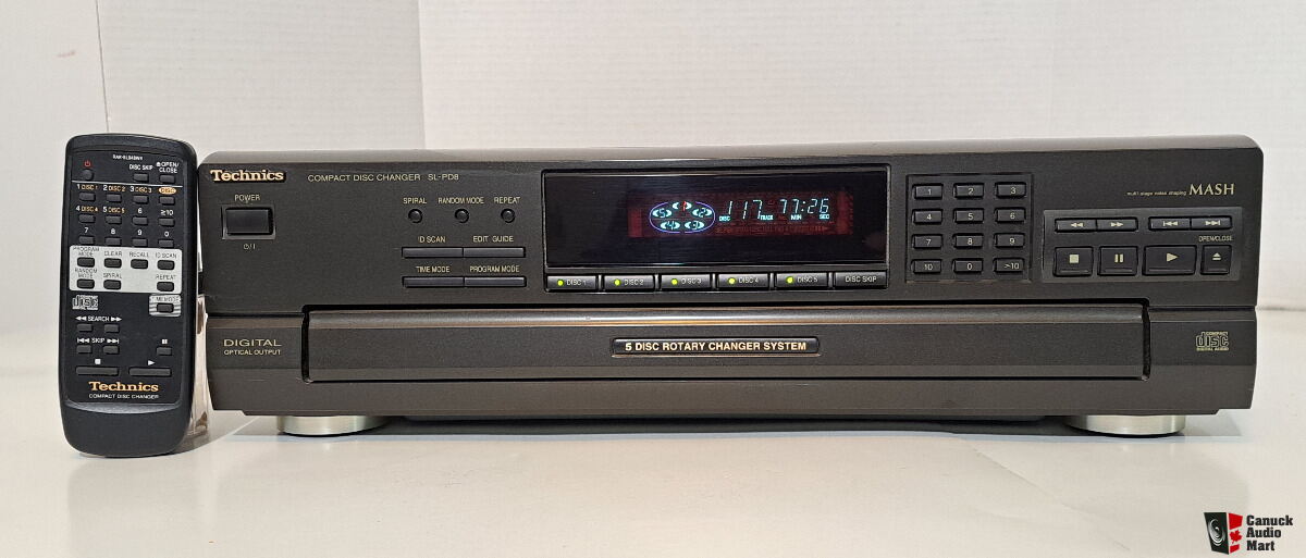 Technics SL-PD8 5 CD changer + remote in superb condition / optical out ...